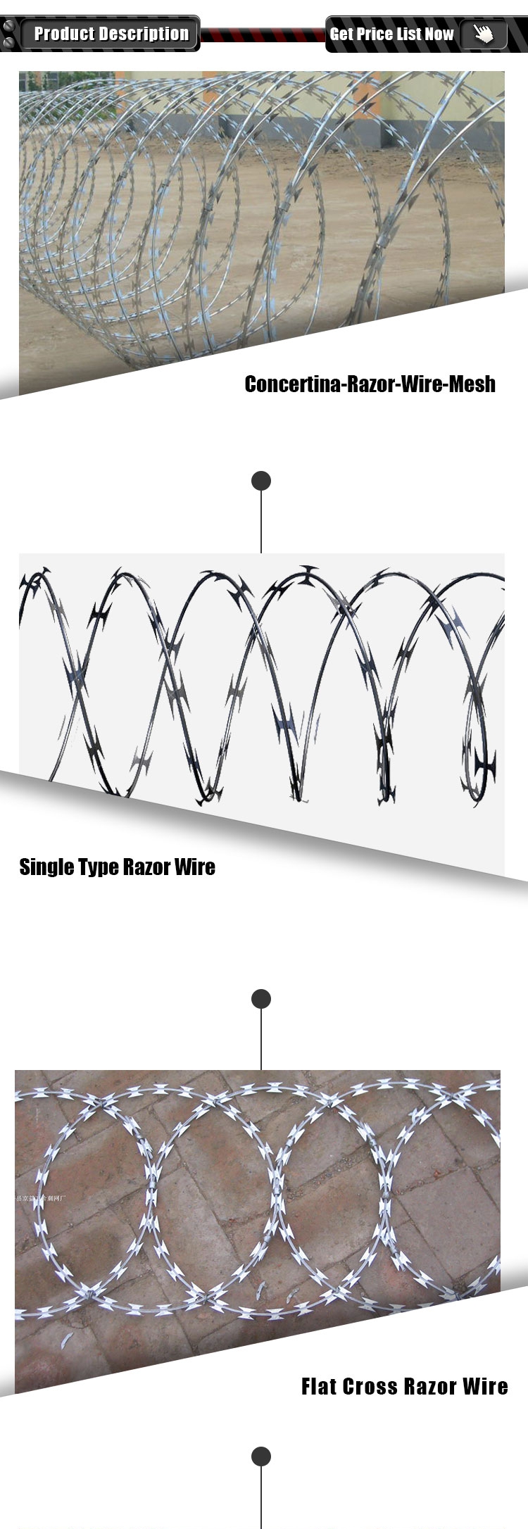 Strong defensive razor barbed wire high security protection concertina ...